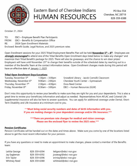 Jobs - Eastern Band of Cherokee Indians